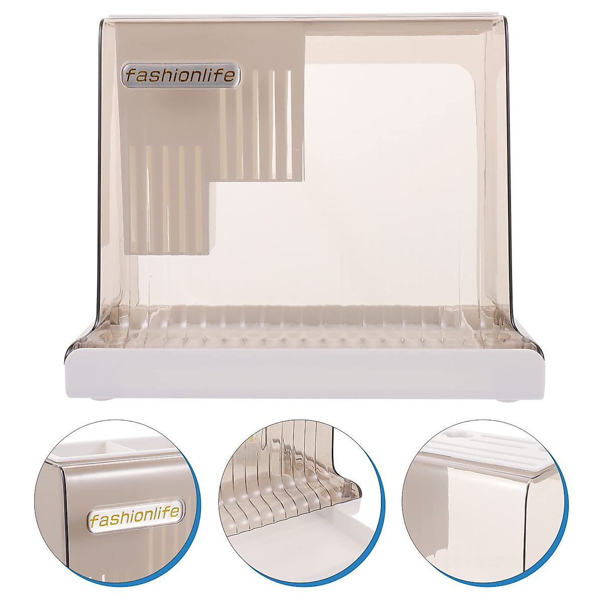 Cabilock Transparent Holder Magnetic Holder Plastic Tray Clear Tray Cutting Board Organizer Utensil Container Universal Block Spoon Holder Cutting Board Holder Stand White