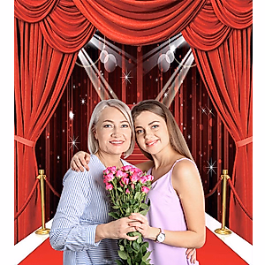 10X10FT Hollywood Theme Party Decorations Photo Backdrops Red Carpet Backgrounds Vinyl Photography Background Backdrops for Wedding Birthday Party Decoration CY-053