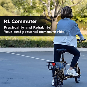 Phantomgogo Commuter R1 - Electric Scooter for Adults - Foldable Scooter with Seat & Carry Basket - 450W Brushless Motor 36V - 15MPH 265lbs Max Load E Mopeds for Adults (Black)