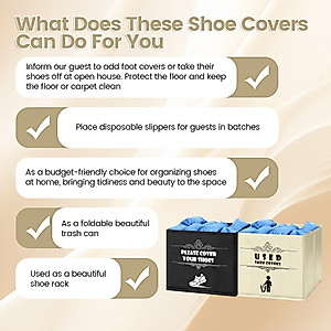 4 Pack Shoe Covers Box, Disposable Shoe Cover Dispenser for Open House, Indoor Homeowner Real Estate Agent Realtor Supplies, Foldable Please Cover or Remove Your Shoes Entryway Basket Storage Bins