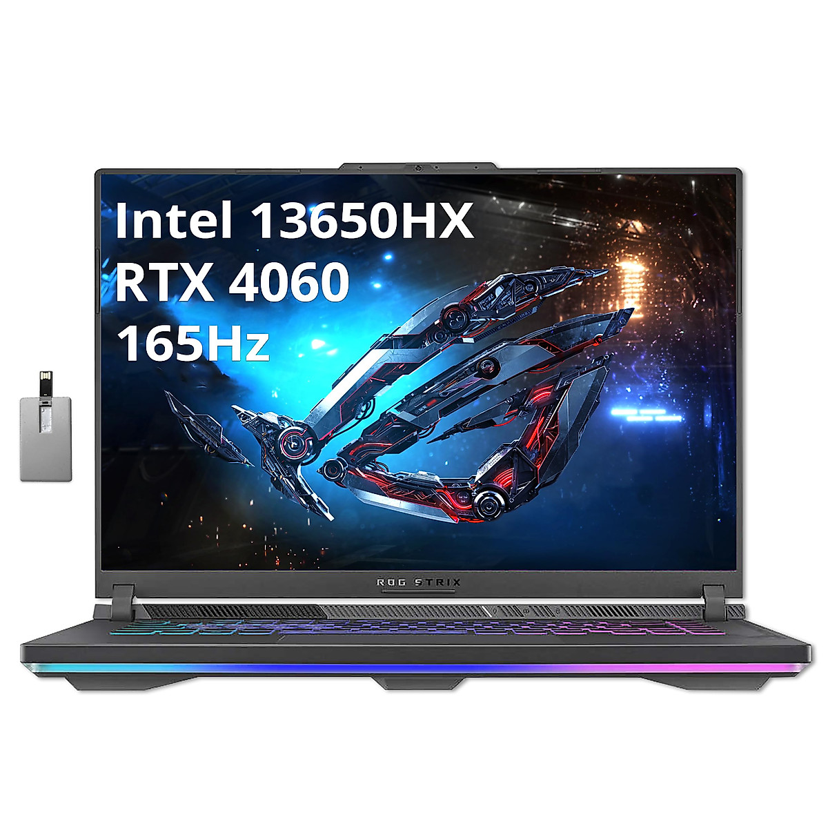 ASUS 2023 ROG Strix G16 16'' WUXGA 165Hz Gaming Laptop, Intel Core i7-13650HX, NVIDIA GeForce RTX 4060, 32GB DDR5 RAM, 2TB SSD, RGB 4zone Backlit Keyboard, Win 11Pro, Gray, 32GB SnowBell USB Card