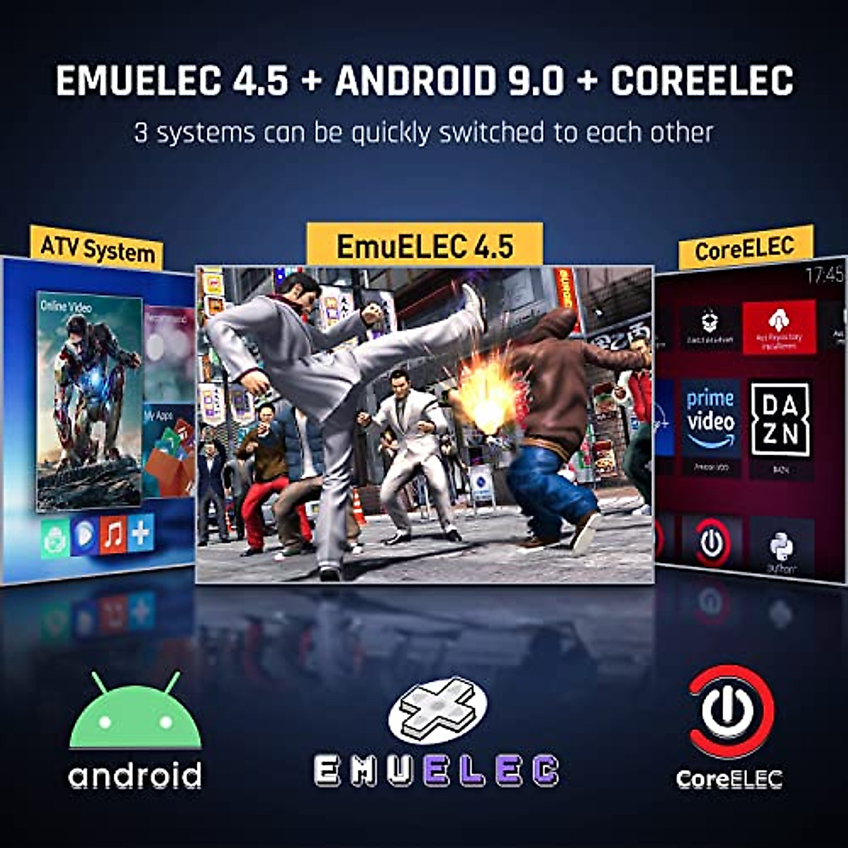 Bearway Super Console X3 Plus Classic Video Game Console with 114000+Games,60 Emulators, EmuELEC 4.5/Android 9.0/CoreELEC Systems, Compatible with DC/N64/MAME,8K, Plug & Play Game Console(256G