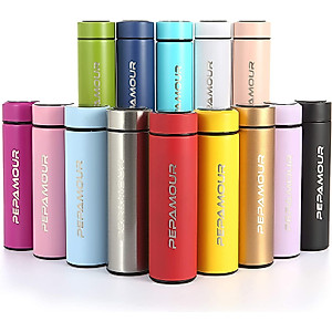 Stainless Steel Thermos, Water Bottle with Smart Temperature Display, Double Wall Insulated Coffee Thermos, BPA-Free, No Smell and Perspiration (Black)