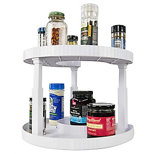 HOME-X Rotating Spice Rack, Lazy Susan Cabinet Organizer, Pantry Rack, Medicine Cabinet Organizer, Rotating Storage, 13" L x 10 ¾" W x 10 ¼” H, White