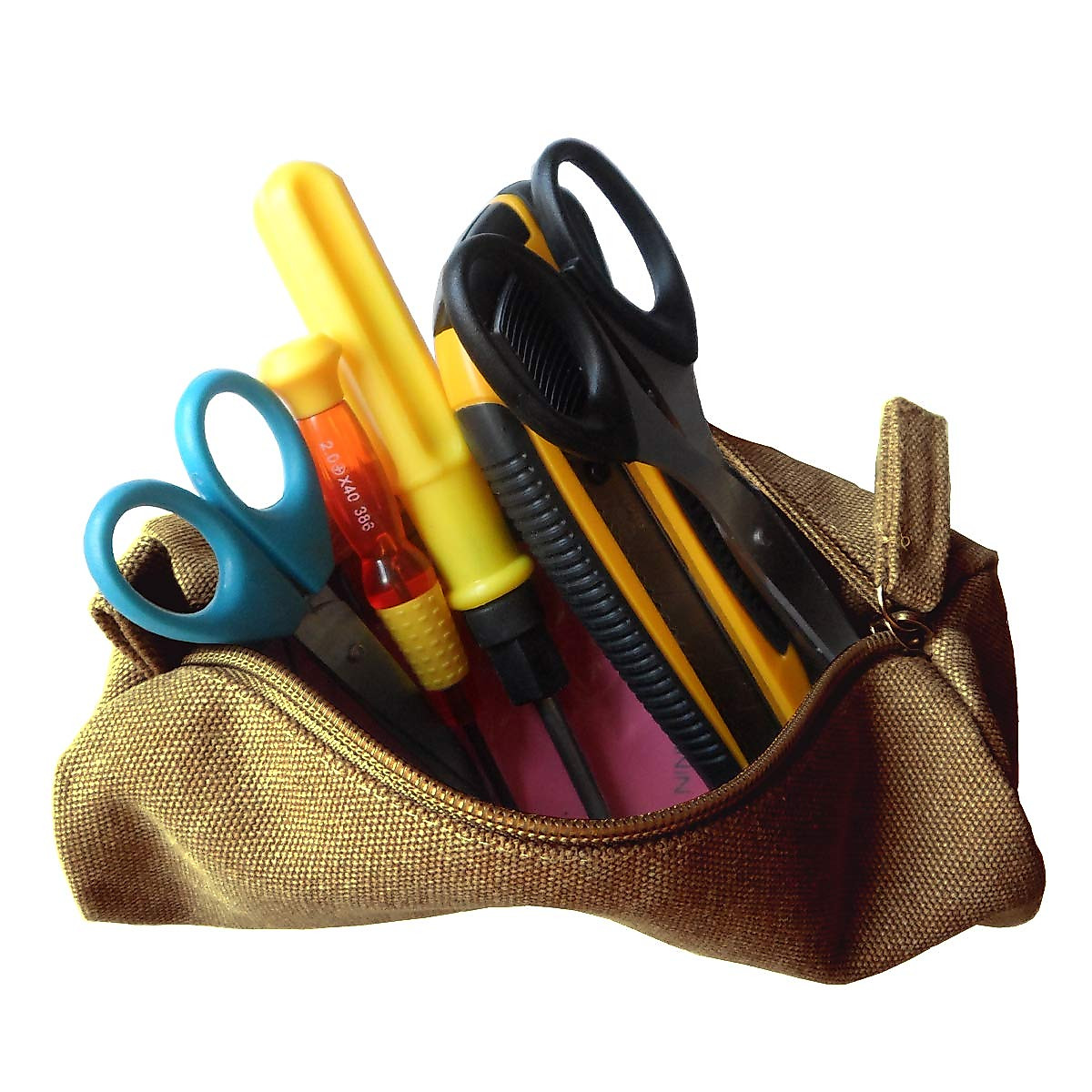 Enyuwlcm Heavy Canvas Stationery Portable Compact Simple Zipper Pencil Case and Durable Small Medicine Bag 1 Pack Khaki