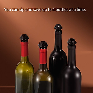 Wine Stoppers Vacuum SUPRIAM with Wine Pump, Stainless Steel Wine Saver Pump and 4 x Reusable Wine Stoppers for Wine Bottles