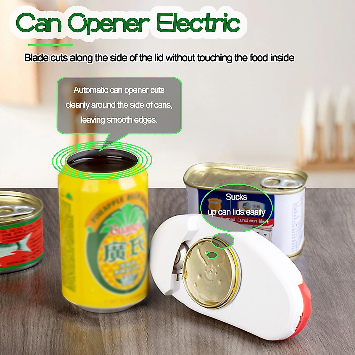 Electric Can Opener For Kitchen One Touch Start Automatic Can Opener Electric for Almost Cans Hands Free Battery Operated Can Opener For Seniors and Arthritis Smooth Edge Food-Safe (Red)