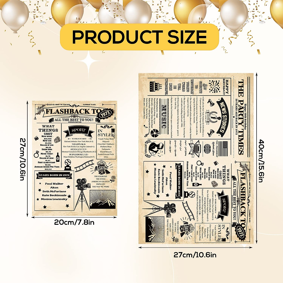 TOYMIS Happy 50th Birthday Cards for Mom Dad, Back to 1973 Retro Happy Birthday Card for Women Funny Creative Birthday Cards for Men Extra Large Birthday Cards for Friend