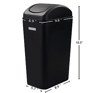 Buyitt 3.5-Gallons/13-Liter Wastebasket Trash Container, Small Slim Recycling Bin for Home/Bathroom/Bedroom/Office/Under Desk, Black