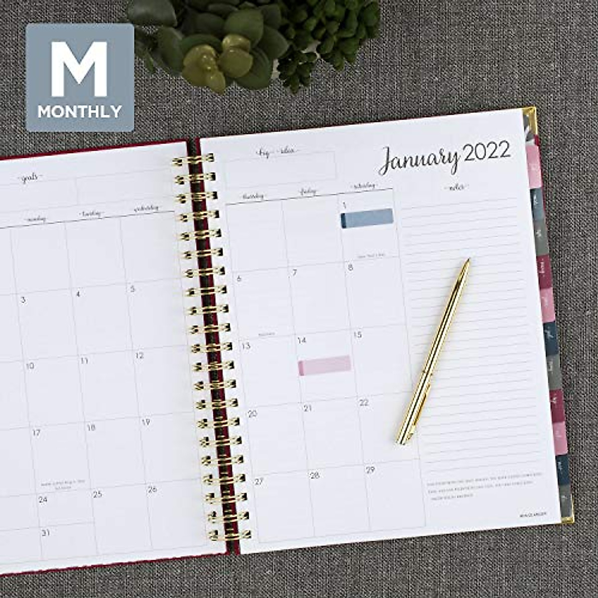 2022 Weekly & Monthly Planner by AT-A-GLANCE, 8-1/2" x 11", Large, Hardcover, Harmony, Berry (6099-905-59)
