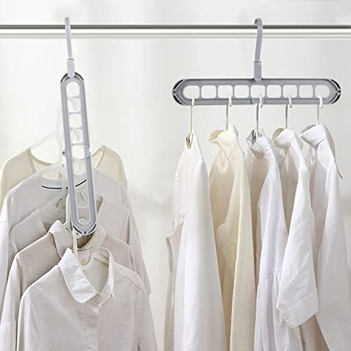 ZEDODIER Magic Hangers, Space Saving Hangers 5 Pack Sturdy Plastic 9-in-1 Hanger Closet Organizer(Grey)