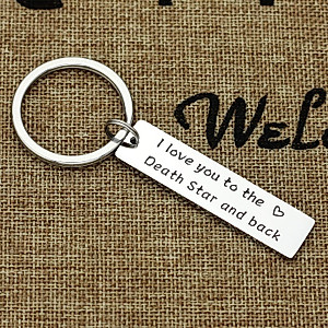 Kivosliviz Mens Star Wars Gift Boyfriend Keychain I Love You to The Death Star and Back Gifts for Couple Star Wars Keychain