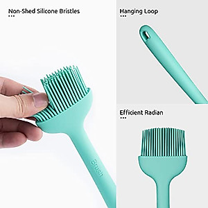Angled Large Silicone Basting Brush, U-Taste 600ºF Heat Resistant 9.8 inch Kitchen Pastry Cooking Baking Food Rubber Head-Up Baster Brush for Oil Sauce BBQ Butter Grill Meat Egg Bread (Aqua Sky)