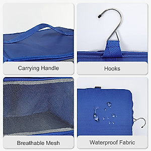 Surblue Hanging Travel Shelves Compression Packing Cube for Carry-on Luggage Suitcase Collapsible with Extension Layer Large Capacity, Blue, XXL