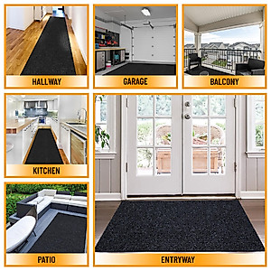 Sweet Home Stores Solid Design Non-Slip Rubberback 3x4 Indoor/Outdoor Area Rug for Entryway, Kitchen, Living Room, Garage, Patio, 2'7" x 4', Black