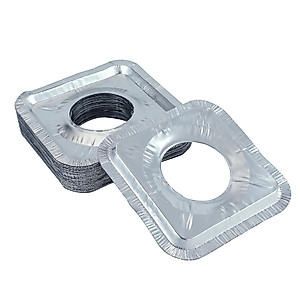 Waytiffer Gas Burner Liners (50 Pack) 8.5" Disposable Aluminum Foil Square Stove Burner Covers - Gas Range Protector Foil Liners to Catch Oil, Grease and Food Spills