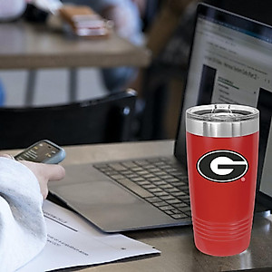 University of Georgia Bulldogs 20oz Stainless Steel Double Walled Red Beverage Bottle with Acrylic Lid - College Gear for Playoff Season – For Office, Home or Auto – Show your Bulldog Pride