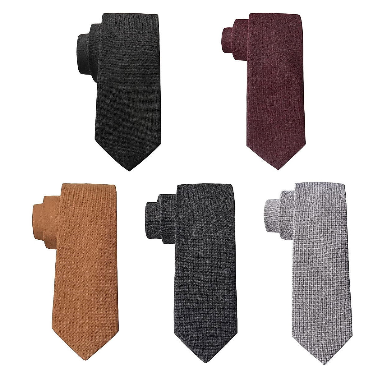 HOULIFE Ties for Men, Solid Mens Tie, Cotton Stripe Skinny Ties for Men, Slim Men’s Neckties for Wedding Party