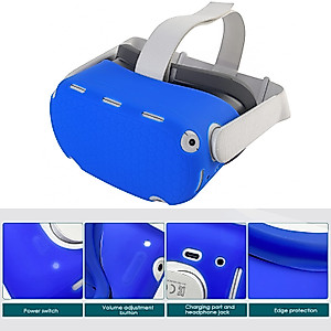JYMEGOVR for Oculus Quest 2 Silicone Cover, Protective Cover Accessories for Meta VR, Multi Colors Soft Shell Skin, Controller Grips & Face Cover Set (Blue)