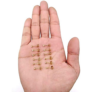 14K Gold Plating Tiny 3MM CZ Stud Earrings Micro 20G Cartilage Piercing Ear Studs Mini Cubic Zirconia Post Earrings for Women&Men…