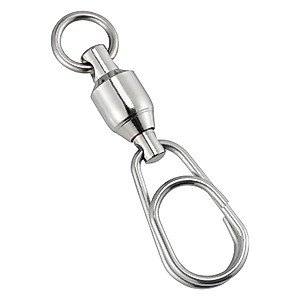Dr.Fish 20 Pack Ball Bearing Snaps Swivels with Oval Split Rings, Fishing Swivels Saltwater Swivels Fishing Tackles Stainless Steel Solid Rings Heavy Duty Hyper Wire Lure Rings Connector #1