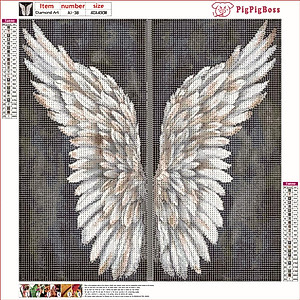 pigpigboss Angel Wings Diamond Painting Kit 5D Full Round Drill Diamond Painting Arts Feather Wing Diamond Dots Kit for Adult Angel Wing Diamond Painting Set for Beginner (16X16 inches)