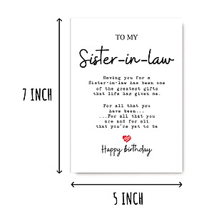 EruditeGifts Sister-In-Law Birthday Card, 5 x 7 inches, Printed on Premium Smooth Heavy Cardstock, Blank Inside for Your Personal Message, Includes Envelope