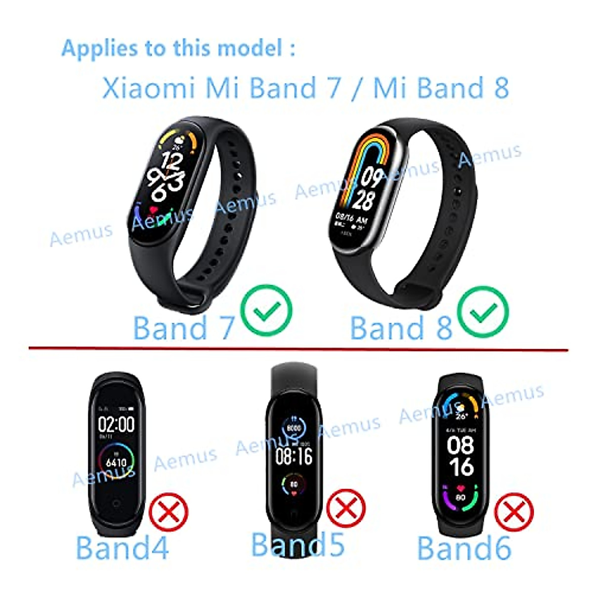 Aemus Compatible for Xiaomi Mi Band 7 Screen Protector (3 Pack) 3D Curved Soft Edge Protective Film NFC Mi Band 8 Protective Film HD anti-scratch