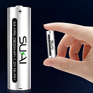 SUKAI AA AAA Rechargeable Batteries Combo - 2800mAh AA Rechargeable Batteries (8 Pack) and 1100mAh AAA Rechargeable Batteries (8 Pack), 1.2V High Capacity Low self-Discharge Ni-MH Batteries