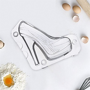 Comkit Large Life Size 3D Plastic High Heel Shoe Mold for Chocolate Fondant Candy Sugar Wedding Birthday Cake Topper Decorating, 7.5" x 7" x 2.7", Transparent