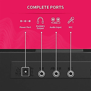 Fujampe 61Key Keyboard Piano W/Lighted Keys, LCD Display, Piano Bench, Microphone, Headphones, Note Stickers, Keyboard Stand, Music Stand, Electric Portable Piano Keyboard for Beginners