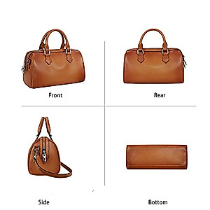 HESHE Genuine Leather Purses for Women Satchel Handbags Designer Ladies Shoulder Bags Cross Body Purse(Sorrel)