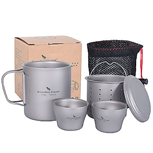 Boundless Voyage Titanium Tea Coffee Mug with Strainer Shot Glass Lightweight Double Layer Teacup for Camping Traveling Office Daily Used Ti3088D