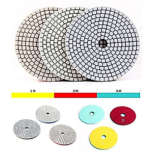 casaverde 4 Inch with 2.5mm Thickness Dry/Wet 3 Step Polishing Pads for Granite Marble Concrete Stone