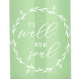 Green Sleek Water Bottle with Stainless Steel Twist Off Lid and Bottom, It Is Well With My Soul Travel & To-Go Plastic BPA-Free Drinkware, Yogi Gifts 11 Inches