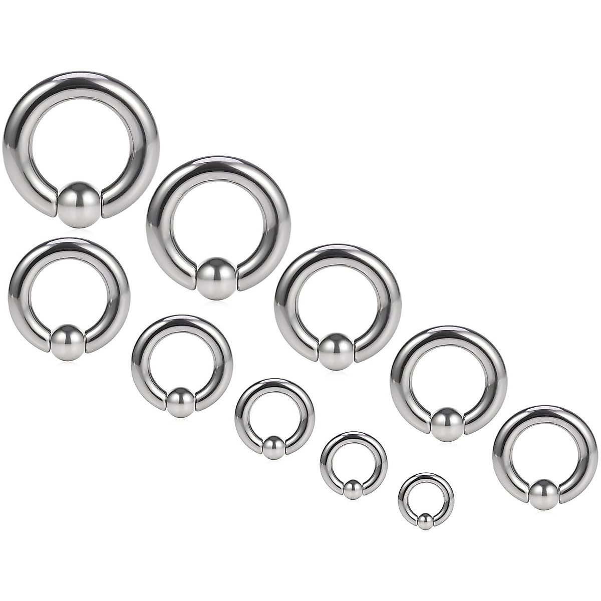 Ocptiy 0G 4G 2G 6G 8G 12G 14G 16G 18G 20G Ear Earring Gauge Septum Ring Piercing Jewelry Stretching Kit Stainless Surgical Steel septum nose Lip Pa Cartilage Helix Daith Ring Earring Hoop Women Men