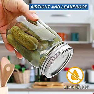 Encheng 12oz Regular Mouth Mason Jars with Lids and Bands,Clear Glass Canning Jars with Metal and Plastic Lids for Preserving,Meal Prep,Food Storage,Jam,Fermenting,Set of 12