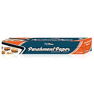 Party Bargains 12 Inch x 50 Feet Parchment Paper Roll - 1 Pack Non-stick Baking Parchment Sheet, Silicone Coated Baking Paper, Perfect for Air Fryer Liners, Baking, Roasting, Cake, and Pizzas