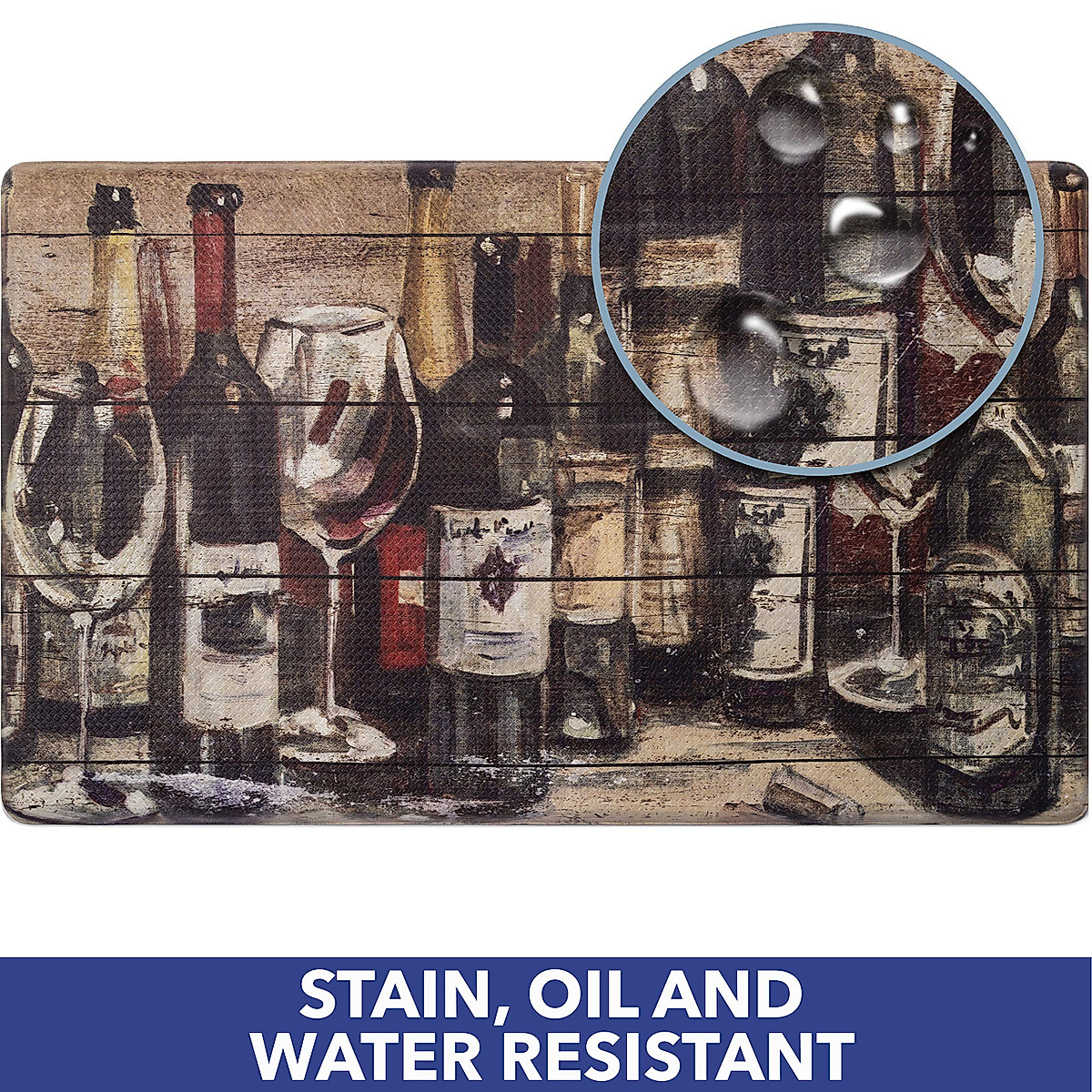 SoHome Cozy Living Anti-Fatigue Designer Kitchen Mat, Wine Asst. Themed-Non Slip, Stain Resistant, Easy Clean, 1/2 Inch Thick Comfort Chef Mat, 18" x 55"