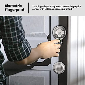 Lockly Flex Touch, Bluetooth Smart Door Lock, Keyless Entry Door Lock, 3D Biometric Fingerprint Deadbolt, Auto Lock, Monitoring Alert (Satin Nickel)