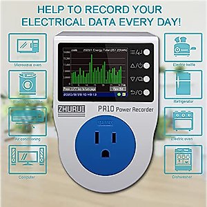 ZHURUI PR10-E US15A Power Meter Plug/Home Power metering Socket/watt Meter/2.4 inch TFT Color LCD/0.5FS(New)