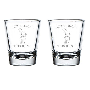 MIP Set of 2 Shot Glasses 1.75oz Shot Glass Let's Rock This Joint Funny Physical Therapist Therapy Doctor DPT Gift