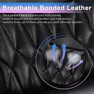 High Back Massage Reclining Office Chair with Footrest - Executive Computer Chair Home Office Desk Chair with Massaging Lumbar Cushion, Adjustable Angle, Breathable Thick Padding for Comfort (Black)