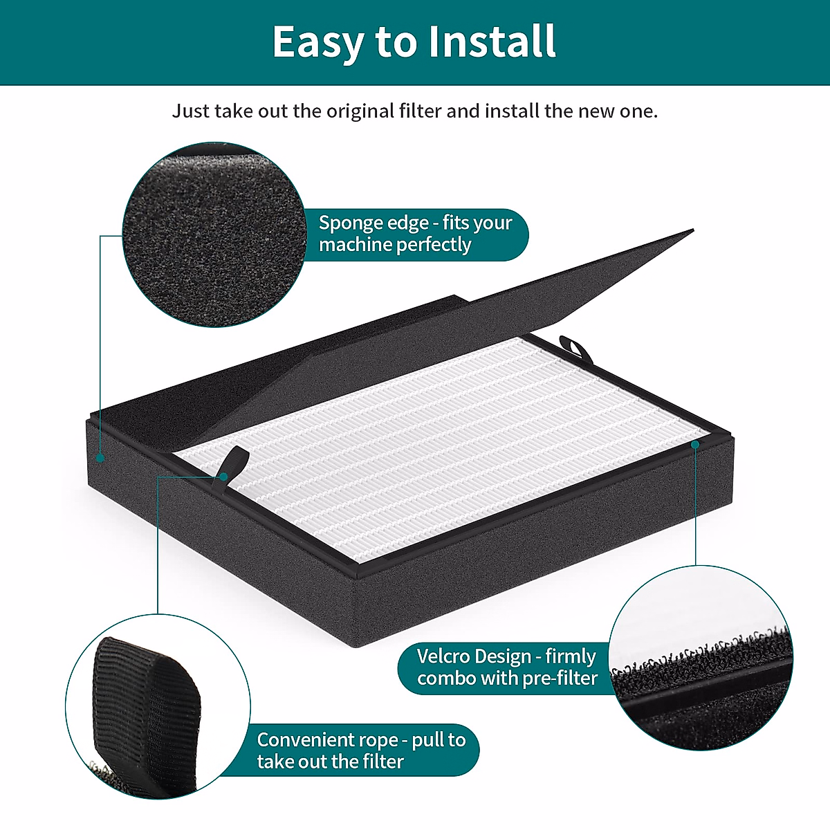 GoKBNY 2-Pack 45i and Flex True HEPA Replacement Filter Compatible with A len BreatheSmart Flex and 45i Purifiers, 2×2-in-1 H13 True HEPA Filters + 2×Carbon Pre-Filters