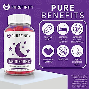 PUREFINITY Melatonin Gummies 5mg for Kids – Each Delicious Gummy is 2.5mg (2 Per Serving) for Easily Customizing Your Night, Gluten Free, Non-GMO, Vegan, 120 Count