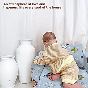 fond + found Kids Sofa Couch,Toddler Children 2-in-1 Convertible Sofa to Lounger, Comfy Flip-Out Couch/Sleeper, Rocket Outer Space Chair, Bed for Boys Girls