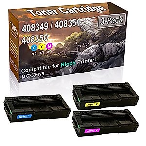 3-Pack (C/Y/M) Compatible High Yield M C250 (408349 408351 408350) Printer Toner Cartridge use for Ricoh M C250FWB Printers