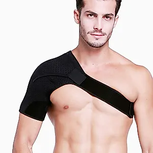 HUEGLO Right Shoulder Brace for Men,Torn Rotator Cuff Support Women Shoulder Stabilizer Brace for Shoulder Pain Relief