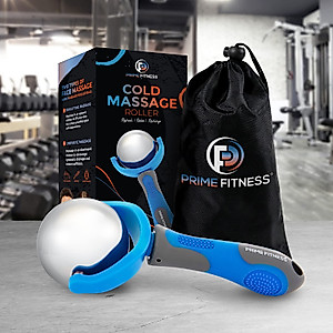 Cold Massage Roller Ball | Cold Therapy | Ice Roller Ball with Handle | cryo Stick | Relieve Muscle Pain - by Prime Fitness (Blue)
