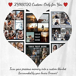 Custom Blanket with Photos Made in USA Personalized Gifts Personalized Blanket Warm 10 Photo Blankets for Couples Women Man Mom Friends on Birthday Christmas Wedding Anniversary Sofa Bed Office